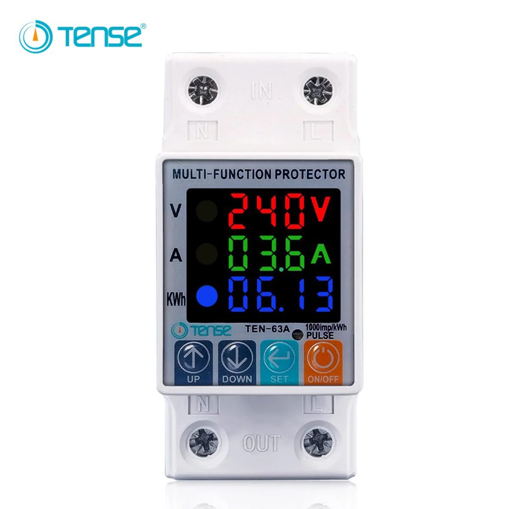 Tense TEN-63VA 5in1 Adjustable Over & Under Voltage Protector Ampere ...